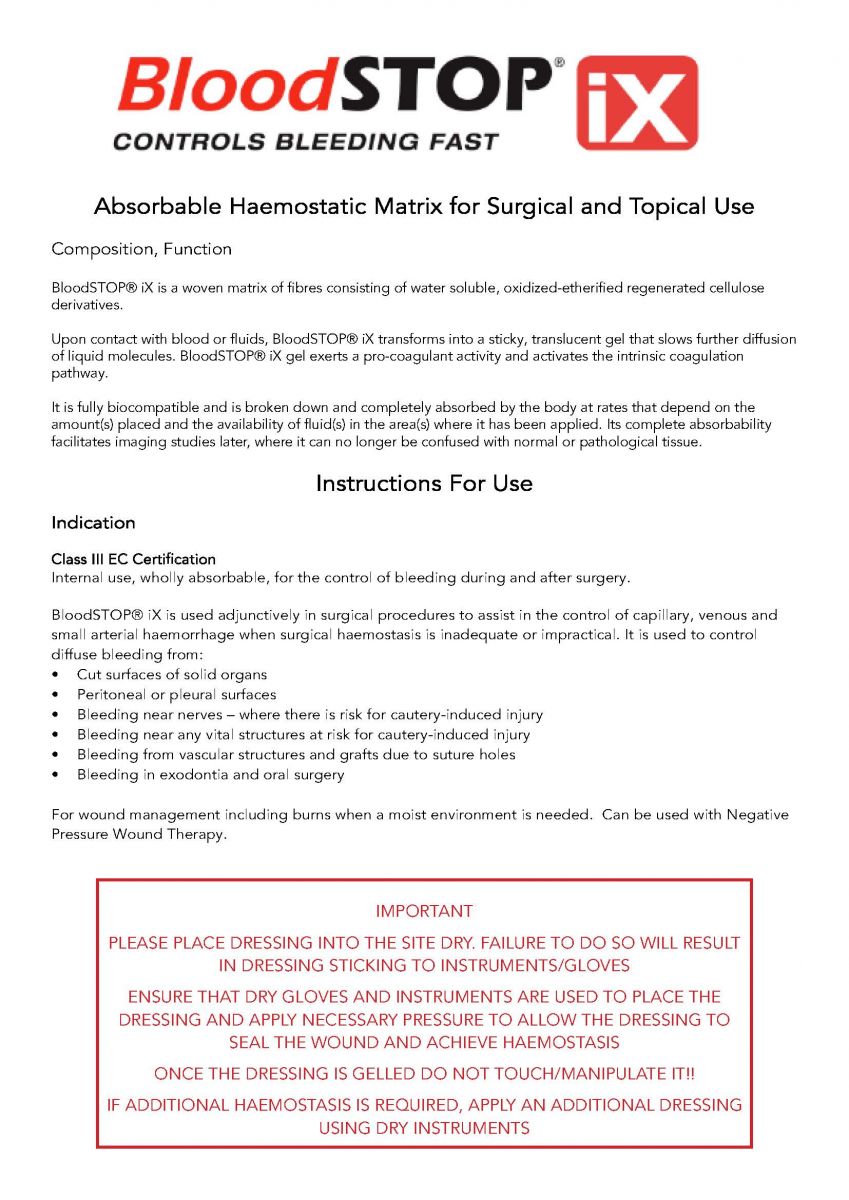 BloodStop iX Haemostat Matrix Packs